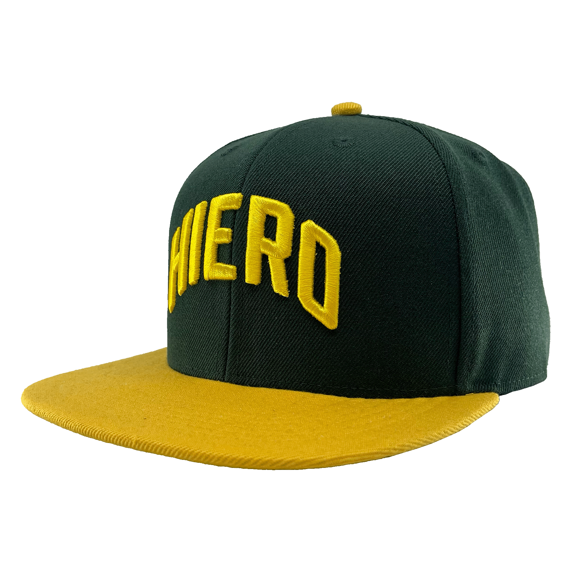 Cap - Hiero Logos Snapback, Green with Flat Yellow Bill