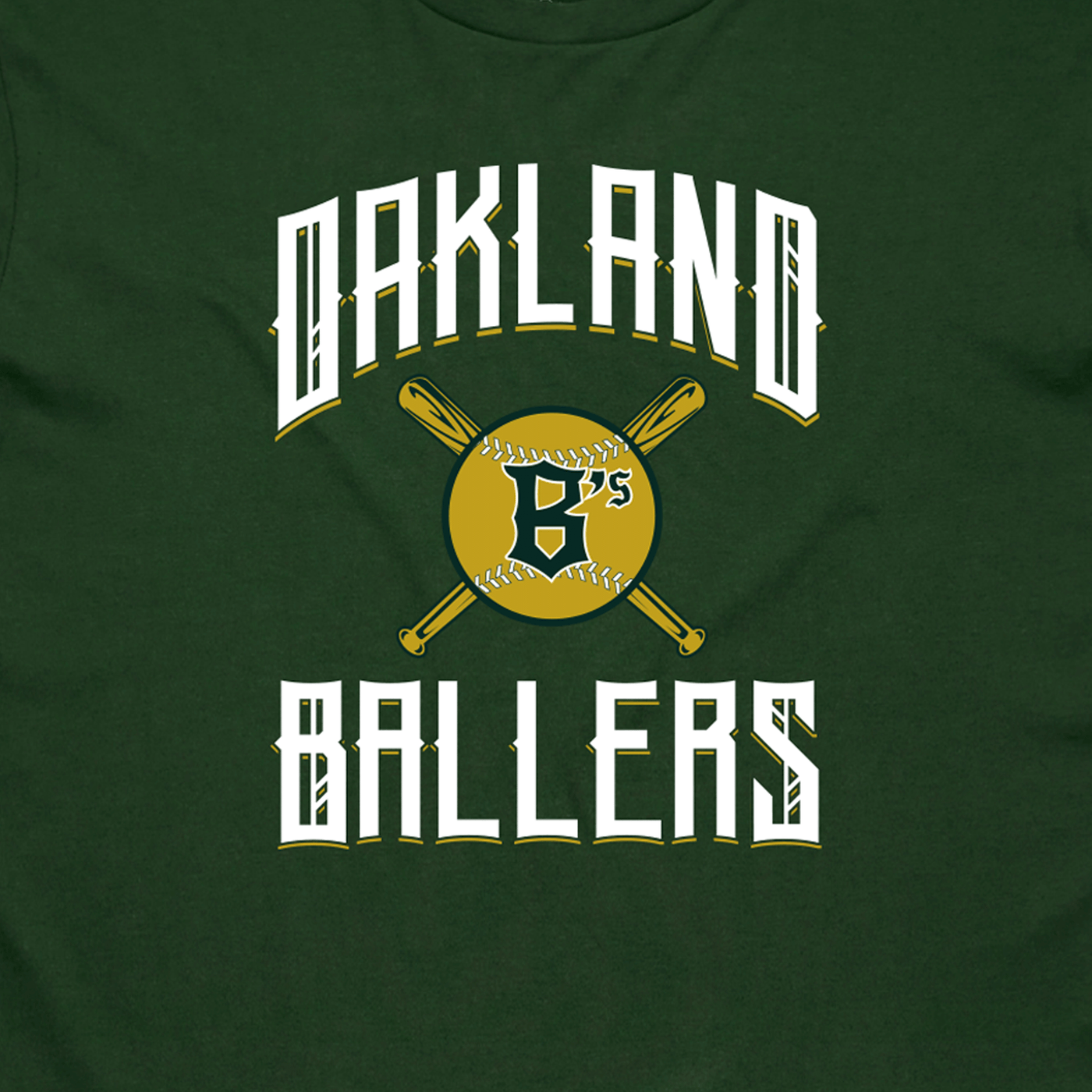 T-Shirt - Oakland Ballers Bat Logo, Forest Green