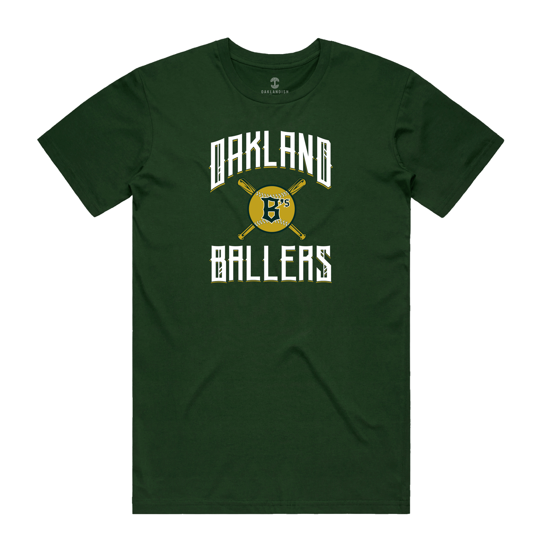 T-Shirt - Oakland Ballers Bat Logo, Forest Green