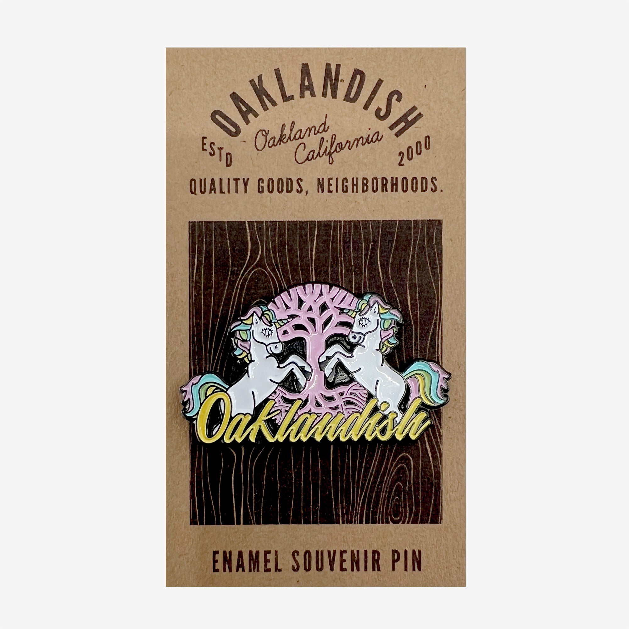 Enamel Lapel Pin - Pink Oaklandish Logo & Elusive Unicorns