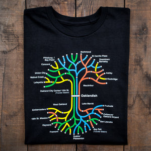 Oaklandish Tree BART Map T-Shirt - Black Cotton Tee for Oakland